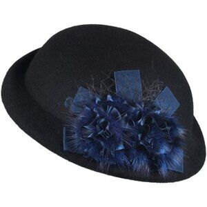 Accessories | Women Vintage Wool Felt Flowers Hat A Black | Poshmark